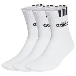 3er Pack Adidas 3-Streifen Linear Half-Crew Cushioned Socken Herren HT3437 - white/black 34-36