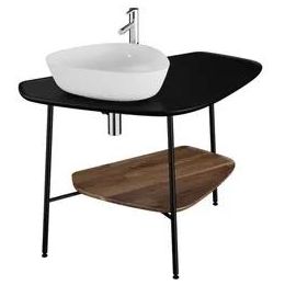 Vitra Plural Waschtisch-Konsole 62572 103,2 x 61,2 x 73 cm, links, Ablage Walnuss, Platte schwarz matt