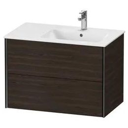 Duravit XViu Waschtisch-Unterschrank XV41590B269 81x48x56cm, 2 Schubk&auml;sten, Becken rechts, schwarz matt, nussbaum geb&uuml;rstet