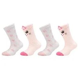 4er Pack Camano Cosy Fancy Application Crew Socken Kinder 4117 - pink dogwood 35-38