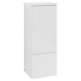 Villeroy & Boch Villeroy und Boch Antao Mittelschrank L43100GF mit Beleuchtung, 1 T&uuml;r, 414 x 1039 x 356 mm, Front mit Struktur, Glossy White Lacquer / Glossy White Lacquer