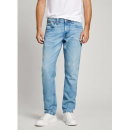 Regular-fit-Jeans Pepe Jeans "CASH", Herren, Gr. 33, L&auml;nge 30, blau (light used wiser), Denim/Jeans, Obermaterial: 89% Baumwolle, 10% Polyester, 1% Elasthan, leichte Abriebeffekte, normal lang, Jeans Regular-fit-Jeans