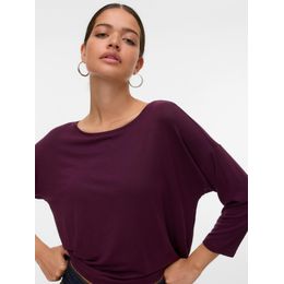 V&eacute;ro Moda 3/4-Arm-Shirt VERO MODA "VMAVA 3/4 TOP JRS GA NOOS", Damen, Gr. L, rot (winetasting), Jersey, Obermaterial: 95% Lyocell, 5% Elasthan, unifarben, normal, Rundhals, Shirts 3/4-Arm-Shirt, Materialmix, regular fit