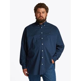 Tommy Hilfiger Big & Tall Langarmhemd "BT-FLEX POPLIN POLKA DOT S-B", Herren, Gr. 4XL, N-Gr, blau (night sky, multi dot), Web, Obermaterial: 100% Baumwolle, TOMMY HILFIGER BIG & TALL, unifarben, figurbetont, mit Kn&ouml;pfen,&Auml;rmel mit &Auml;rmelschlitz abgerundeter Saum, Hemden Langarmhemd, in Gro&szlig;en Gr&ouml;&szlig;en, Logostickerei