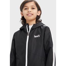 Windbreaker LEVI'S KIDS "LVB CORE WINDBREAKER", Jungen, Gr. 8 (128), schwarz, Web, Obermaterial: 100% Polyester, unifarben, regular fit normal, B&uuml;ndchen, Jacken Windbreaker, mit Logo Print for BOYS