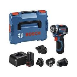 Bosch Akku-Bohrschrauber GSR 12V-32 FC Professional, 12Volt blau/schwarz, 2x Li-Ionen Akku 2,0Ah, L-BOXX, Metallbohrfutteraufsatz, Winkelaufsatz, Exzenteraufsatz