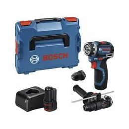 Bosch Akku-Bohrschrauber GSR 12V-32 FC Professional, 12Volt blau/schwarz, 2x Li-Ionen Akku 2,0Ah, L-BOXX, Metallbohrfutteraufsatz, Bohrhammeraufsatz