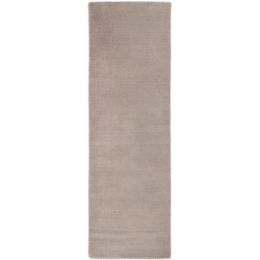 Wollteppich CarpetFine "Gabbeh Lola Uni", grau (hellgrau), B:75cm H:14mm L:200cm, Wolle, Teppiche, Wollteppich, mit nat&uuml;rlichem Pflanzenmaterial von Hand gewebt, auch in Rund