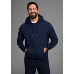MAN'S WORLD Kapuzensweatshirt MAN'S WORLD, Herren, Gr. L, blau (marine), angeraute Sweatware, Obermaterial: 60% Baumwolle, 40% Polyester. Kapuzenfutter: 60% Baumwolle, 40% Polyester, unifarben, Basic, regular fit, angesetztes B&uuml;ndchen, Sweatshirts Kapuzensweatshirt, mit K&auml;ngurutasche