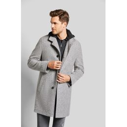 Wollmantel Bugatti, Herren, Gr. 54, grau (hellgrau), 46% Polyester, 20% Polyacryl, 18% Wolle, 16% Baumwolle, meliert, slim fit, normaler Saum, M&auml;ntel Wollmantel, im mellierten Design