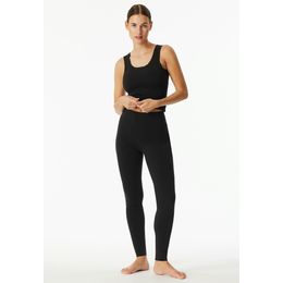 Leggings Schiesser "Invisible Soft Warming", Damen, Gr. 40, N-Gr, schwarz, Obermaterial: 60% Polyacryl, 30% Modal, 10% Elasthan, lang, Hosen Leggings, flache N&auml;hte, w&auml;rmend