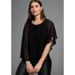 Chiffonbluse Laura Scott, Damen, Gr. 34, schwarz, Web, Obermaterial: 100% Polyester. Top: 95% Viskose, 5% Elasthan, unifarben, bequem h&uuml;ftlang, Rundhals, Blusen Chiffonbluse, f&uuml;r festliche Anl&auml;sse, Topseller