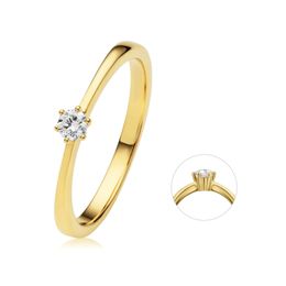 Diamantring ONE ELEMENT "0.1 ct Diamant Brillant Ring aus 585 Gelbgold" Gr. 52, gold, Fingerringe, Damen, 52,mit Brillant, Gelbgold 585, Diamantring