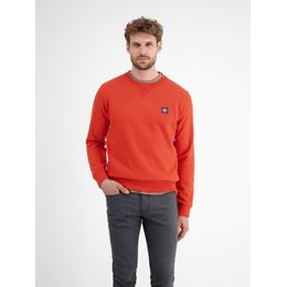Sweater Lerros, Herren, Gr. M, scandinavian rot, Sweatware, Obermaterial: 50% Baumwolle, 50% Polyester, unifarben, normal h&uuml;ftbedeckend, Rundhals, B&uuml;ndchen, Sweatshirts Sweater, mit Logo-Badge