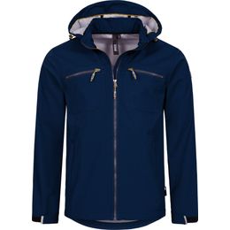 Softshelljacke LPO "LAC SIMARD NEW II Men", Herren, Gr. M, blau (navy), 96% Polyester; 4% Elasthan, bequem, mit verstellbarem Klettverschluss, Jacken Softshelljacke, mit abnehmbarer Kapuze