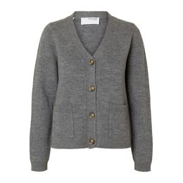 Selected Strickjacke 'Ana' Damen Gr&ouml;&szlig;e M graumeliert