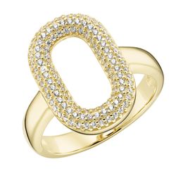 Fingerring "Ring mit wei&szlig;en Zirkonia, Silber 925" Gr. 56, gold, Giorgio Martello MILANO, Fingerringe, Damen, 56, Silber 925 (Sterlingsilber), Fingerring