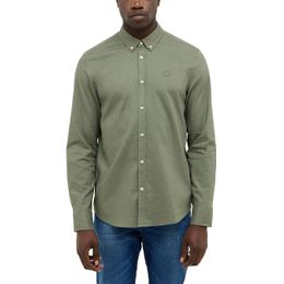 Langarmhemd Mustang "Herren Style Rawlins", Herren, Gr. XXL, US-Gr&ouml;&szlig;en, gr&uuml;n 6473, Twill, 55% Leinen, 45% Baumwolle, unifarben, slim fit, Hemden Langarmhemd