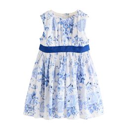 next Kleid M&auml;dchen Gr&ouml;&szlig;e 128 kobaltblau / himmelblau / wei&szlig;