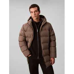 Steppmantel Calvin Klein "LS BONDED CHNNLD LONG HOODED PUF", Herren, Gr. S, gr&uuml;n (bungee cord), Web, Obermaterial: 100% Polyester, unifarben, regular fit ca. Mitte Oberschenkel, Rundhals, eingesetzt gerader Abschluss, M&auml;ntel Steppmantel, Mit Rundhalsausschnitt, regular fit