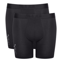 Boxershorts Sloggi "SLG Base Soft", Herren, Gr. S, schwarz, Microfaser, Obermaterial: 61% Modal, 32% Polyamid, 7% Elasthan, k&ouml;rpernah, Unterhosen Boxershorts, ohne Eingriff, mit elastischem Logobund