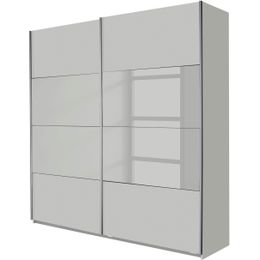 Schwebet&uuml;renschrank Rauch "Quadra Schlafzimmerschrank in vielen Breiten", grau (seidengrau, seidengrauglas), B:181cm H:230cm T:62cm, Holzwerkstoff, Schr&auml;nke, Schwebet&uuml;renschrank, Kleiderschrank Garderobenschrank Schrank mit Glaselementen