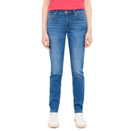 Slim-fit-Jeans Mustang "Damen Style Crosby Relaxed Slim", Damen, Gr. 27, L&auml;nge 32, 582 mittelbalu, Denim/Jeans, 78% Baumwolle, 10% Lyocell, 9% Elastomultiester, 3% Elasthan, unifarben, slim fit, Jeans Slim-fit-Jeans