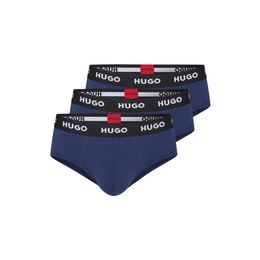 H&uuml;ftslip HUGO UNDERWEAR "HIPBRIEF TRIPLETPACK", Herren, Gr. M (50), blau (navy 410), Jersey, Obermaterial: 95% Baumwolle, 5% Elasthan, k&ouml;rpernah, Unterhosen H&uuml;ftslip, mit modischem HUGO Logo-Elastikbund