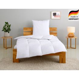 Daunenbettdecke + Kopfkissen OTTO HOME "TAMINS, Bettdecke 135x200 cm und 155x220 cm, 2-tlg.", wei&szlig;, B/L: 135cm x 200cm Anzahl Teile 1, B/L: 80cm x 80cm Anzahl Teile 1, Bezug: Baumwolle F&uuml;llung: Entendaune/-feder, warm, Bettdecken Bezug: 100% Baumwolle. Kopfkissen Bezug: 100% Baumwolle. Bettdecken F&uuml;llung: 100% Daunen. Kopfkissen F&uuml;llung: 85% Federn, 15% Daunen, Bettwaren-Sets, Daunenbettdecke + Ko
