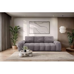 3-Sitzer OTTO HOME "AZITA optionale Schlafsofa mit Bettkasten, Breite 253cm", dunkelgrau, B:253cm H:87,5cm T:113cm, 100% Polyester, Sofas, 3-Sitzer, Sofa mit Wellenunterfederung, Bubble-Optik, Verl&auml;ssliche Qualit&auml;t