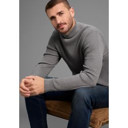 Rollkragenpullover Bruno Banani, Herren, Gr. S (44/46), grau meliert, Feinstrick, Obermaterial: 50% Baumwolle, 50% Polyacryl, Basic, slim fit, Rippstrickb&uuml;ndchen, Pullover Rollkragenpullover, in Rippenqualit&auml;t, Topseller