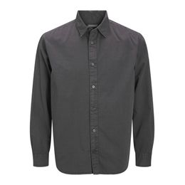 Jack & Jones Langarmhemd JACK & JONES "JJECHARGE FADED SHIRT LS NOOS", Herren, Gr. XS, N-Gr, schwarz, Web, Obermaterial: 100% Baumwolle, unifarben, relaxed fit, Hemden Langarmhemd