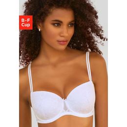 Balconette-BH Lascana, Damen, Gr. 75, Cup E, wei&szlig;, Microtouch, Obermaterial: 82% Polyamid, 18% Elasthan, figurbetont, BHs Balconette-BH, aus feiner, blumiger Spitze, Dessous