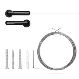 Duschvorhang-Seilsystem LICHTBLICK ORIGINAL "Seilspanngarnitur, 5m", schwarz, 1 Stk., 1 l&auml;ufig, Metall, Gardinenstangen, Duschvorhang-Seilsystem