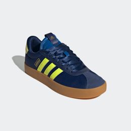 Sneaker adidas Sportswear "VL COURT 3.0", Damen, Gr. 42, gelb (dunkelblau, hi, res gelb, gold metallic), Leder, Textil, Schuhe Sneaker, Design auf den Spuren des adidas Samba