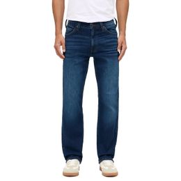 Straight-Jeans Mustang "Herren Style Tramper Straight", Damen, Gr. 32, L&auml;nge 30, blau (843 dunkelblau), 99% Baumwolle, 1% Elasthan, unifarben, straight fit, Jeans Straight-Jeans