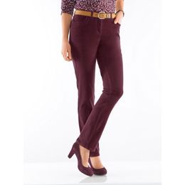 Cordhose Inspirationen, Damen, Gr. 42, Normalgr&ouml;&szlig;en, rot (burgund), 98% Baumwolle, 2% Elasthan, unifarben, lang, Hosen Cordhose
