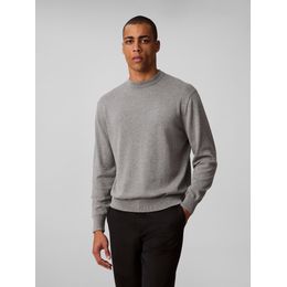 Strickpullover Calvin Klein Jeans "LS EZ COTTON CREWNK SWEATER 12GG", Herren, Gr. M, grau (medium grau htr), Strick, Obermaterial: 100% Baumwolle, meliert, l&auml;ssig geschnitten normal, Rundhals, angeschnitten Rippb&uuml;ndchen, Pullover Strickpullover, Mit Rundhalsausschnitt