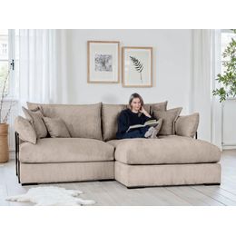 Ecksofa Home Affaire "Casa XL L-Form, Breite 190 cm", taupe, B:190cm T:187cm, 100% Polyester, Sofas, Ecksofa, Mega-Sofa, Cord oder Chenille-Struktur w&auml;hlbar, mit Federkern