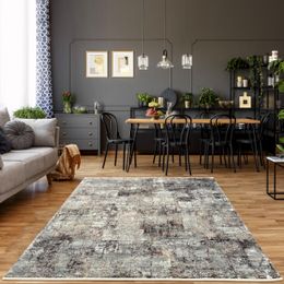 Teppich Sanat "Oasis 1871", grau, B:120cm H:8mm L:180cm, Viskose, Teppiche, Teppich, Wohnzimmer, Kurzflor, Orient Optik