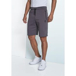 Sweatshorts John Devin, Herren, Gr. L (52/54), N-Gr, grau (dunkelgrau), angeraute Sweatware, Obermaterial: 60% Baumwolle, 40% Polyester, unifarben, bequem kurz, Hosen Sweatshorts, seitliche Taschen mit schwarzem Rei&szlig;verschluss