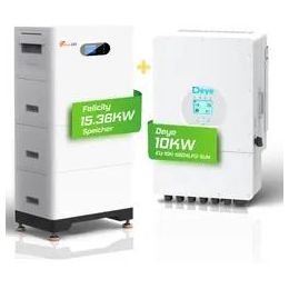 Deye/ Felicity Komplettset 10 kWh Hochvolt Hybridwechselrichter (SUN-10K-SG01HP3-EU-AM2) + Hochvolt Batteriespeicher 15,36 kWh FLH96050SMG01 (LUX-X-96050HMG01)