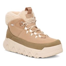 UGG Australia Winterboots UGG "TERRE TRAIL COZY LACE", Damen, Gr. 11 (42), beige (sand), Textil, Veloursleder, Schuhe Winterboots, Plateaboots, Winterboots mit gepolstertem Schaftrand