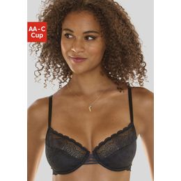 B&uuml;gel-BH Lascana, Damen, Gr. 75, Cup D, schwarz, Microtouch, Obermaterial: 89% Polyamid, 11% Elasthan, BHs B&uuml;gel-BH, mit dezent transparenter Spitze, Dessous