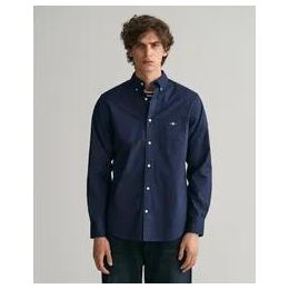 Langarmhemd Gant "Regular Fit Popeline Hemd leicht strapazierf&auml;hig pflegeleicht", Herren, Gr. 5XL, N-Gr, blau (marine), Popeline, Obermaterial: 100% Baumwolle, unifarben, regular fit h&uuml;ftbedeckend, mit Knopf,&Auml;rmel mit &Auml;rmelschlitz runde 1-Knopf-Manschette, Hemden, mit Label Stickerei auf der Brusttasche