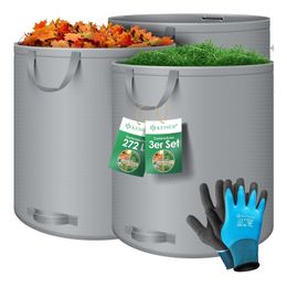 Kesser&reg; Gartensack Set Laubsack Gartenabfallsack inkl. Handschuhe - Selbststehend 4 Griffe Stabil Robust & Faltbar - Laubs&auml;cke Rasenschnitt Gartens&auml;cke f&uuml;r Gartenabf&auml;lle Gr&uuml;nschnitt