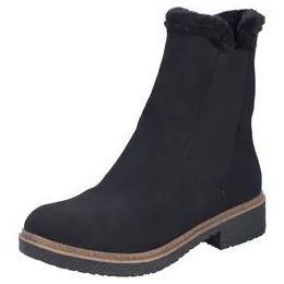 Winterboots Rieker, Damen, Gr. 39, schwarz, Elastischer Einsatz, Nubuklederimitat, unifarben, Basic, Schuhe Winterboots, Chelseaboots, Winterstiefelette, Blockabsatz, mit Innenrei&szlig;verschluss