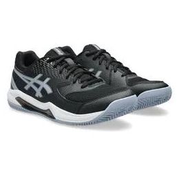 Tennisschuh asics "GEL-DEDICATE 8 CLAY", Herren, Gr. 45, schwarz, grau blau, Textil, Schuhe, Sandplatzschuhe f&uuml;r Aschepl&auml;tze