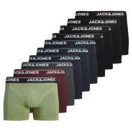 Jack & Jones Boxershorts JACK & JONES "Boxershort JACTIMOTHY SOLID TRUNKS 10 PACK 10er Pack", Herren, Gr. XL, bunt (schwarz, blau, gr&uuml;n, rot), Obermaterial: 95% Baumwolle CO. 5% Elasthan EL., Unterhosen