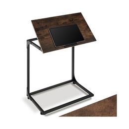 TecTake&reg; Beistelltisch, Industrial Style, in praktischer C-Form mit neigbarer Platte, 55 x 35 x 66,5 cm